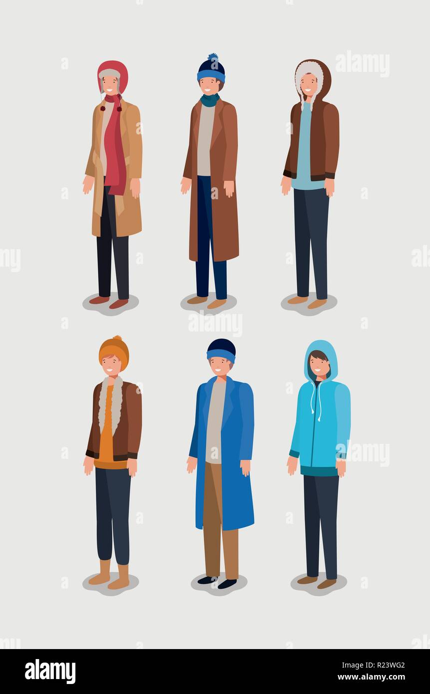 group of men with winter clothes Stock Vector Image & Art - Alamy