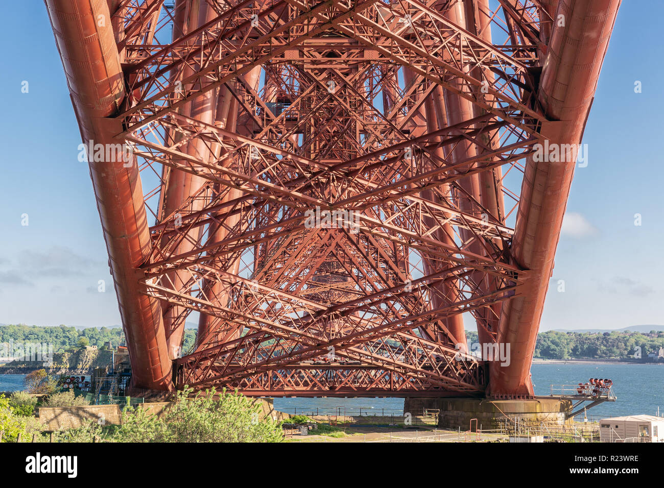 Construction detail bottom Forth Bridge over Firth of Forth, Scotland Stock Photo - Alamy