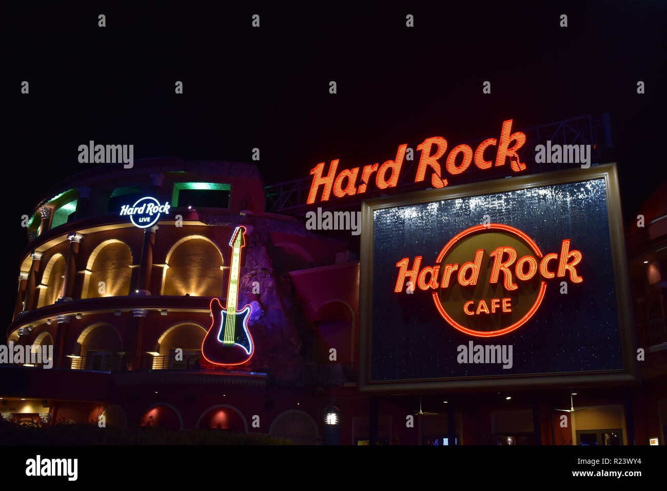 Orlando, Florida. October 17, 2018 Two Hard Rock Cafe Signs and ...