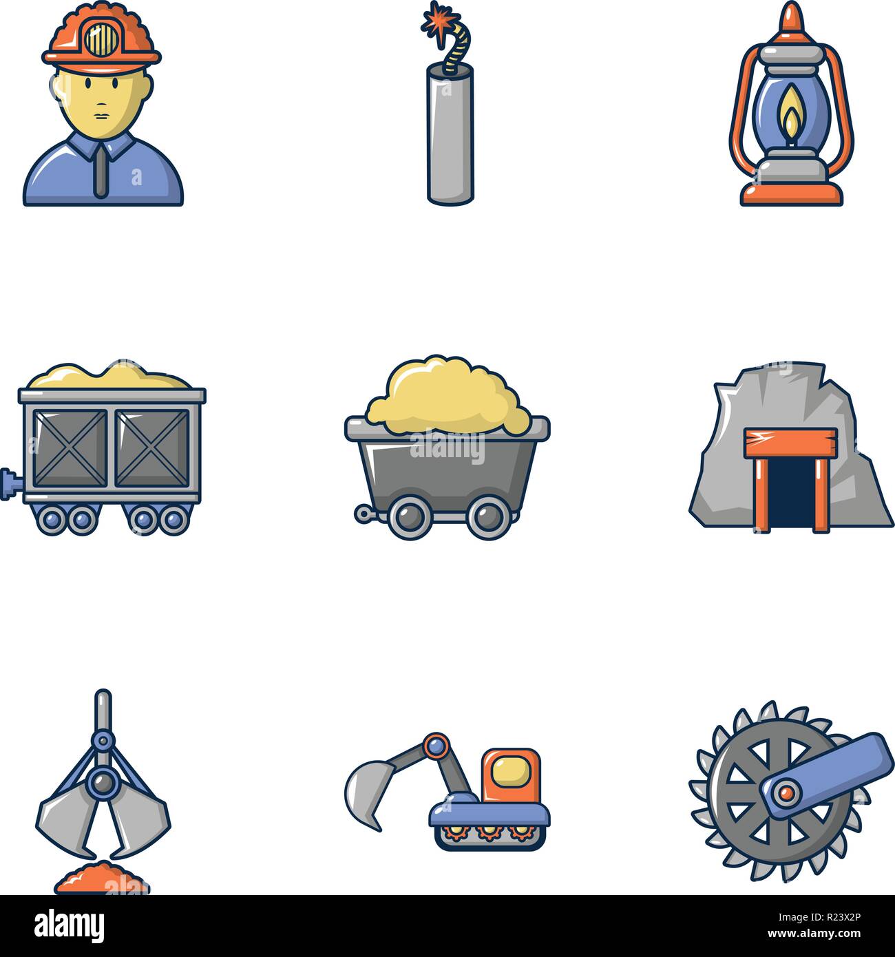 Excavation icons set, cartoon style Stock Vector Image & Art - Alamy