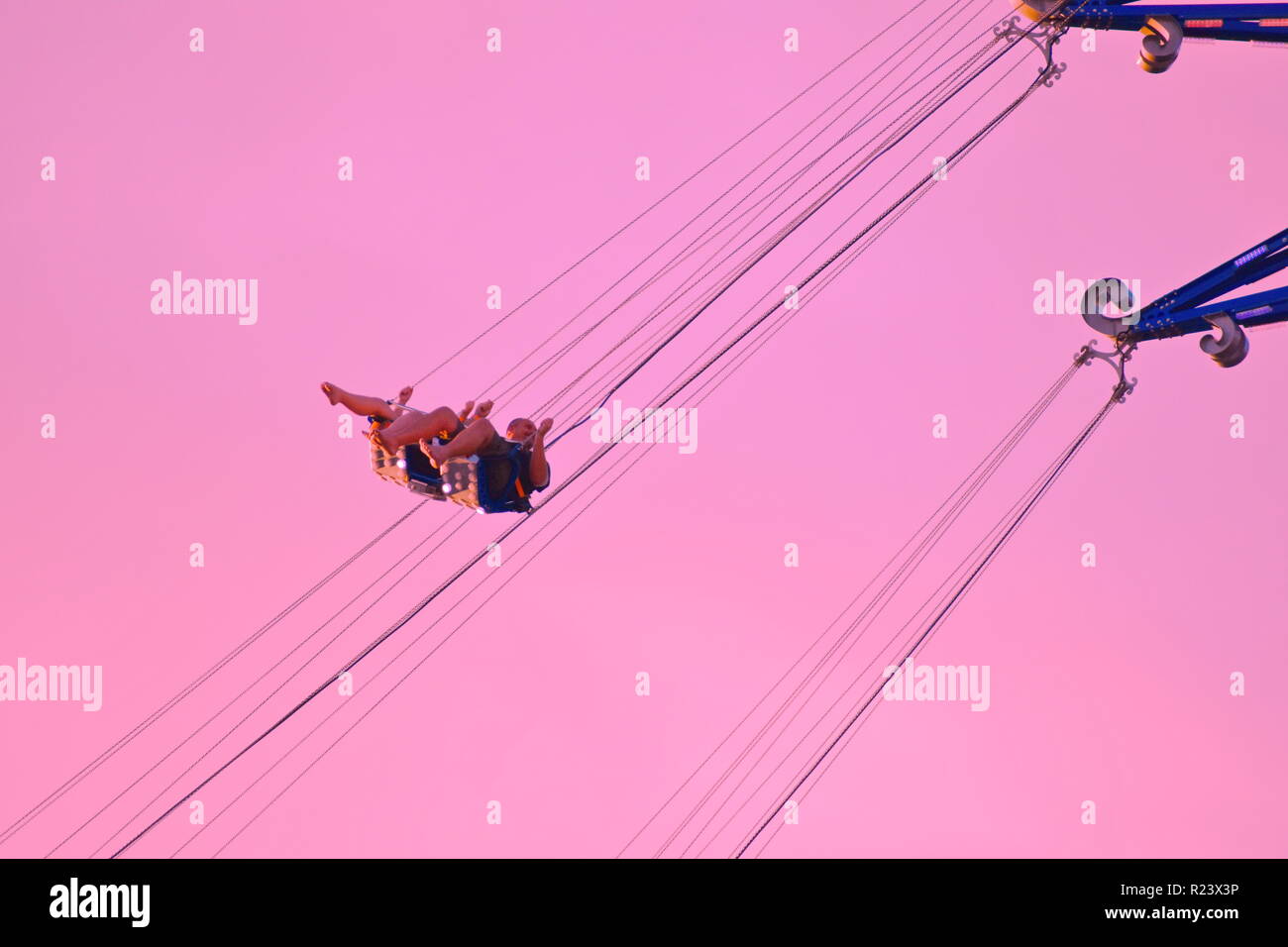 Orlando, Florida. October 18, 2018 Couple enjoying Star Flyer ...