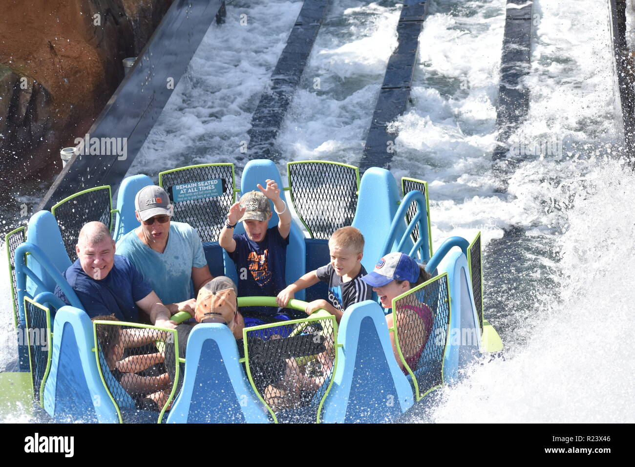 Orlando, Florida. October 18, 2018 Infinity Falls is a river rapids ...