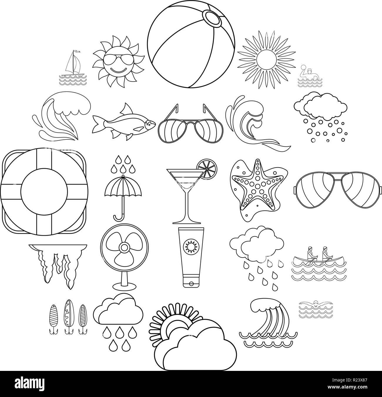Island life icons set, outline style Stock Vector Image & Art - Alamy