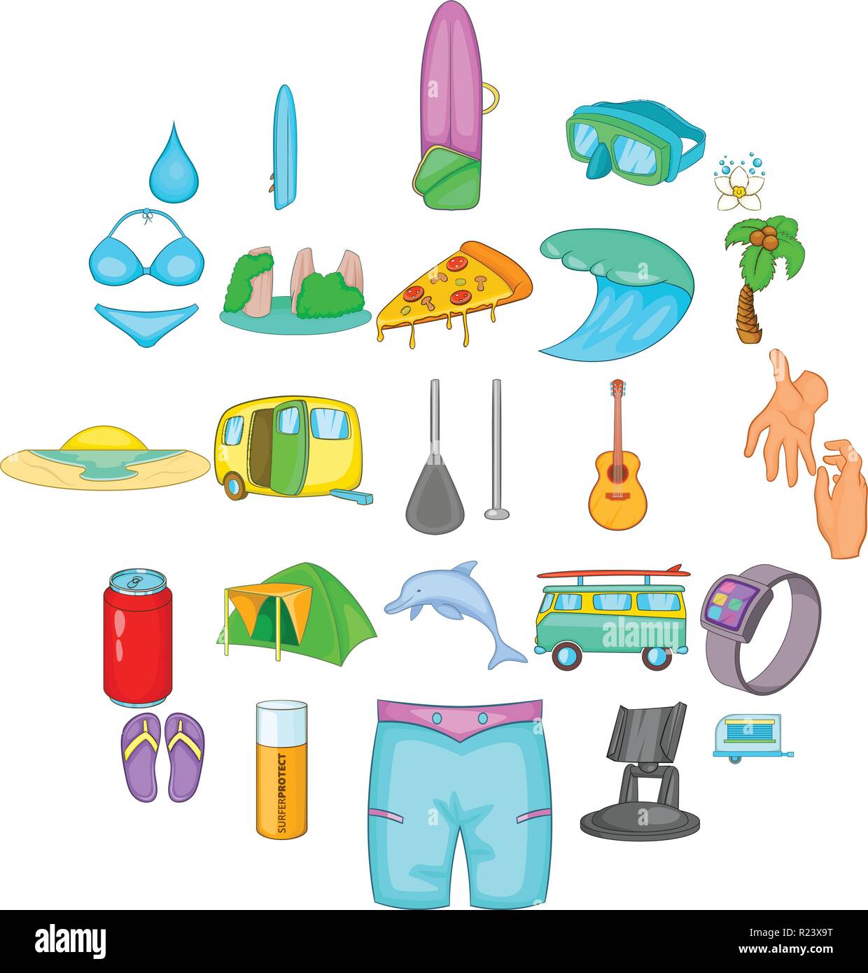 Carefree life icons set, cartoon style Stock Vector Image & Art - Alamy