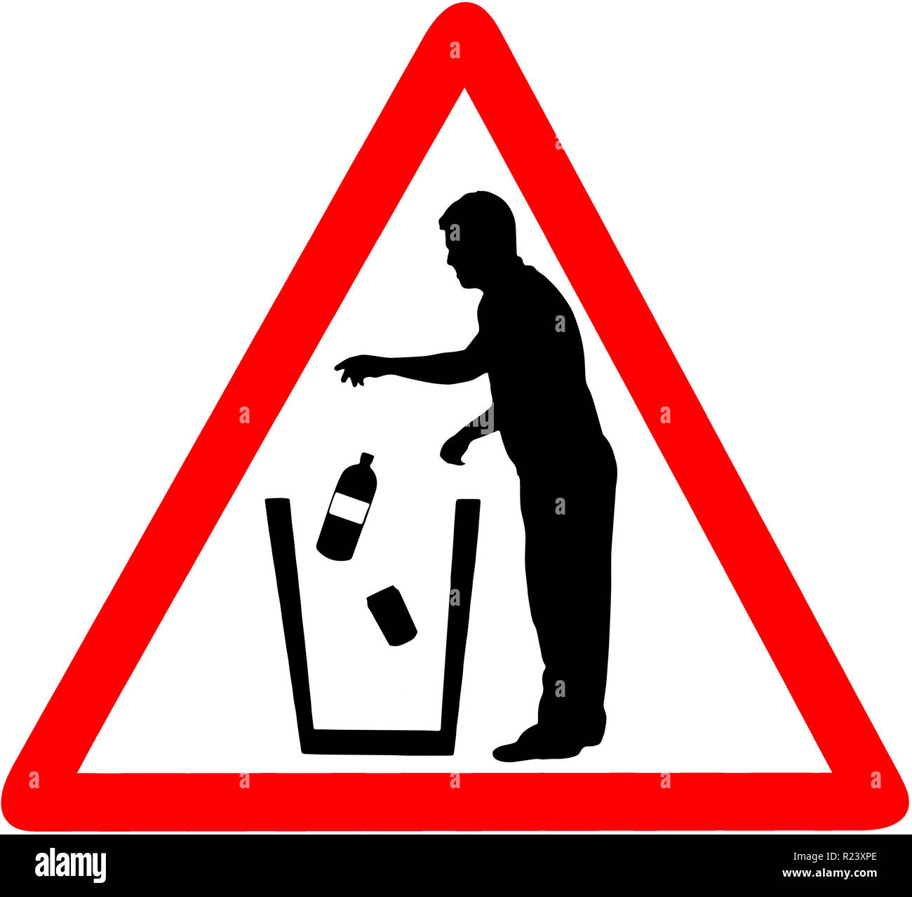 throw litter warning trash icon. Keep clean sign. Warning caution red ...