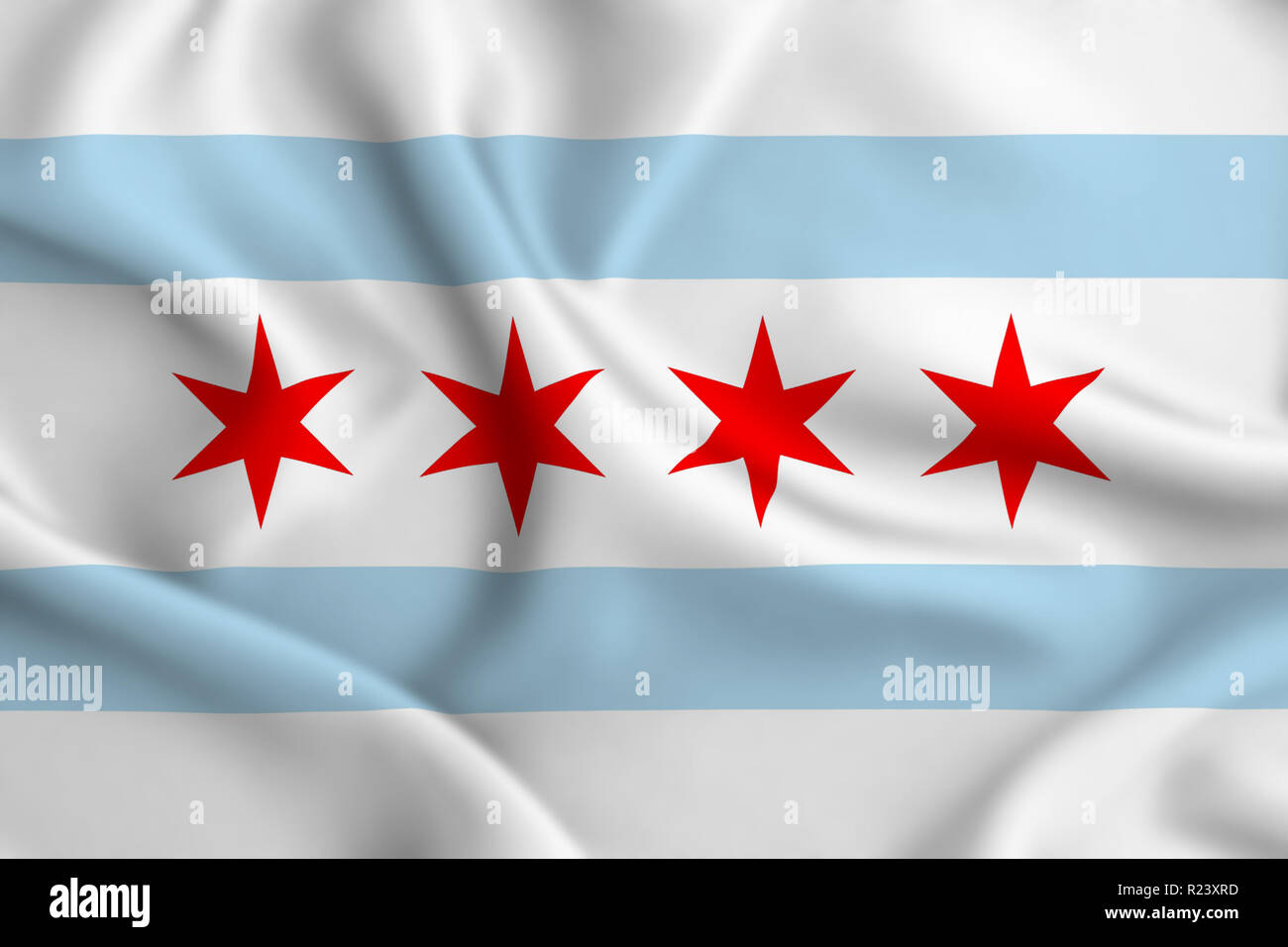 Chicago 3D waving flag illustration. Texture can be used as background ...
