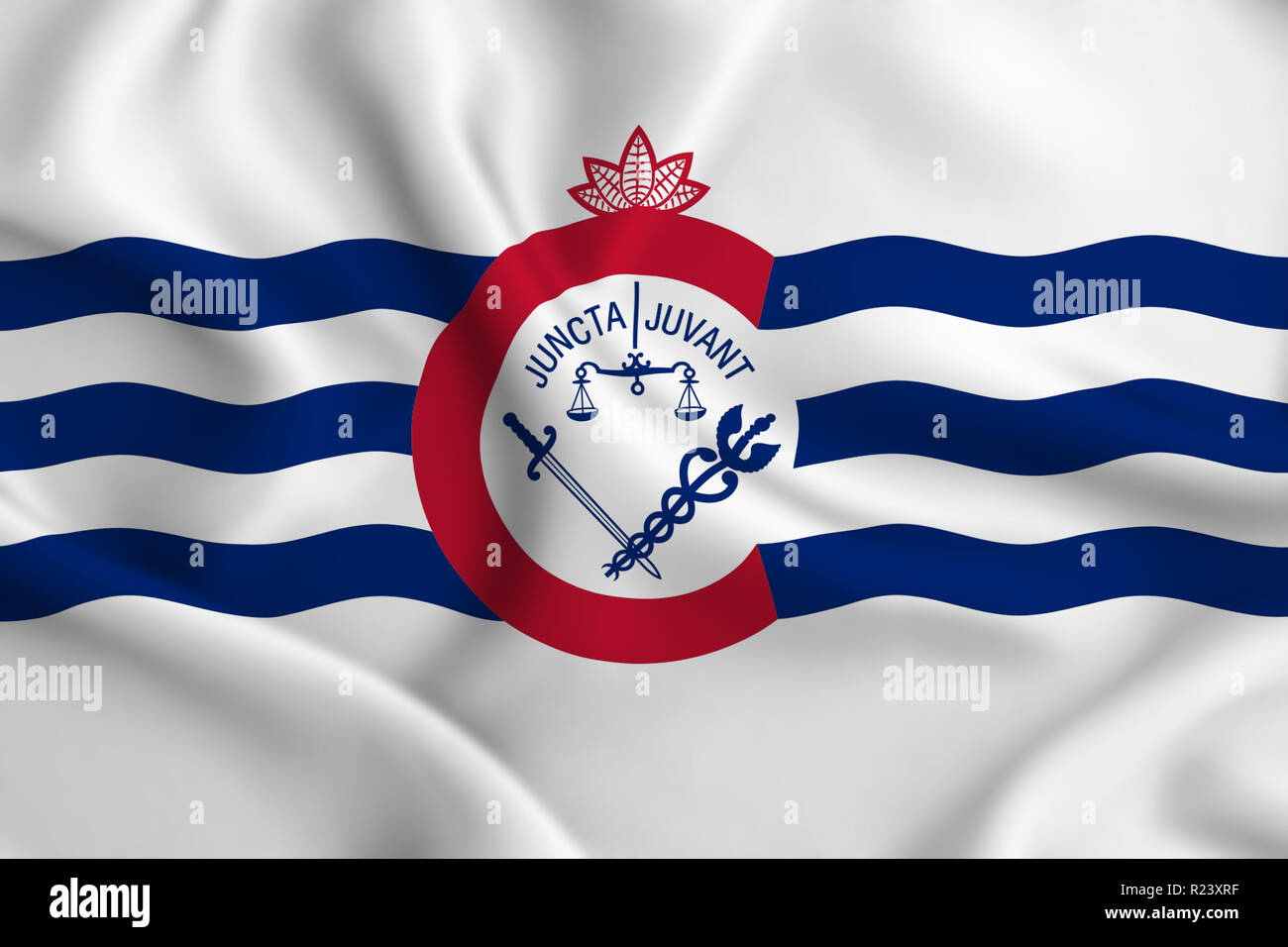 Cincinnati Ohio 3D waving flag illustration. Texture can be used as ...