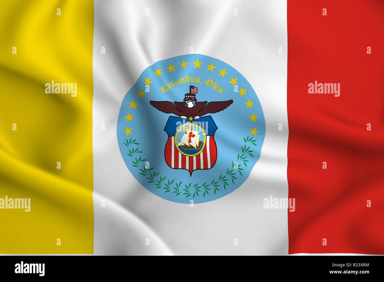 Columbus Ohio 3D waving flag illustration. Texture can be used as ...