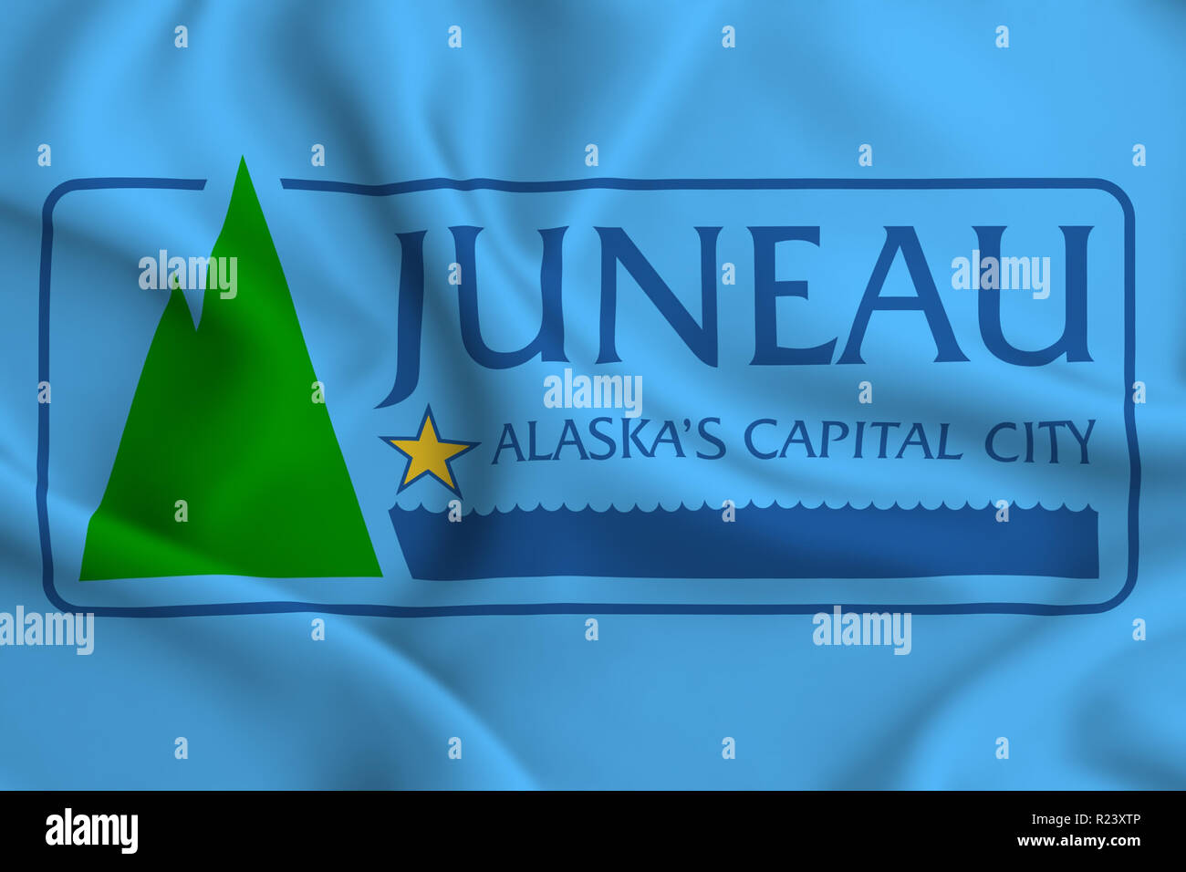 Juneau Alaska 3D waving flag illustration. Texture can be used as ...