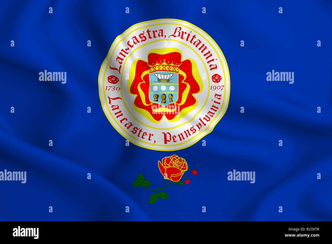 Lancaster Pennsylvania 3D waving flag illustration. Texture can be used ...