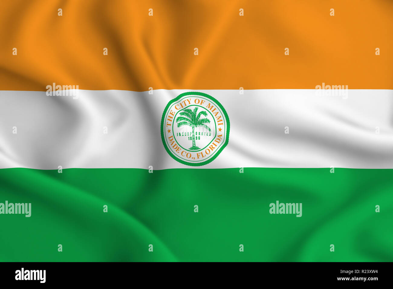 Miami Florida 3D waving flag illustration. Texture can be used as ...