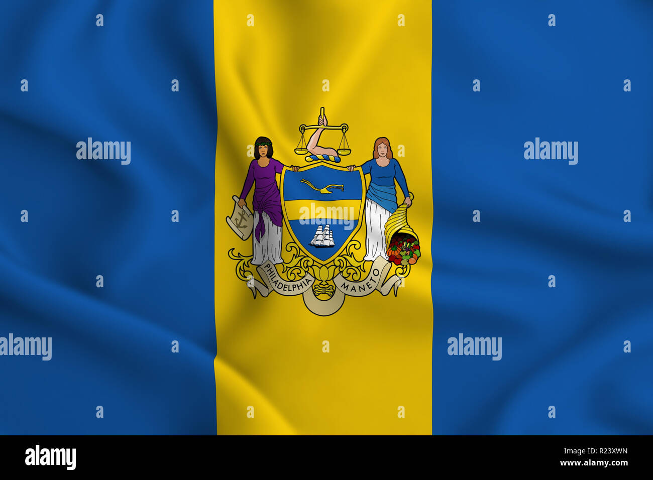 Philadelphia Pennsylvania 3D waving flag illustration. Texture can be ...