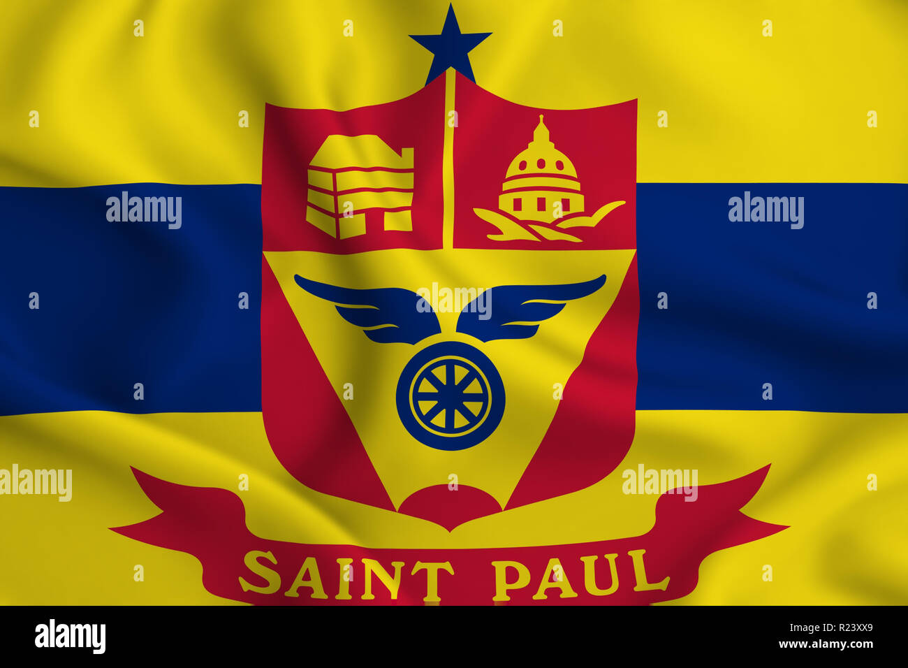 St. Paul Minnesota 3D waving flag illustration. Texture can be used as ...