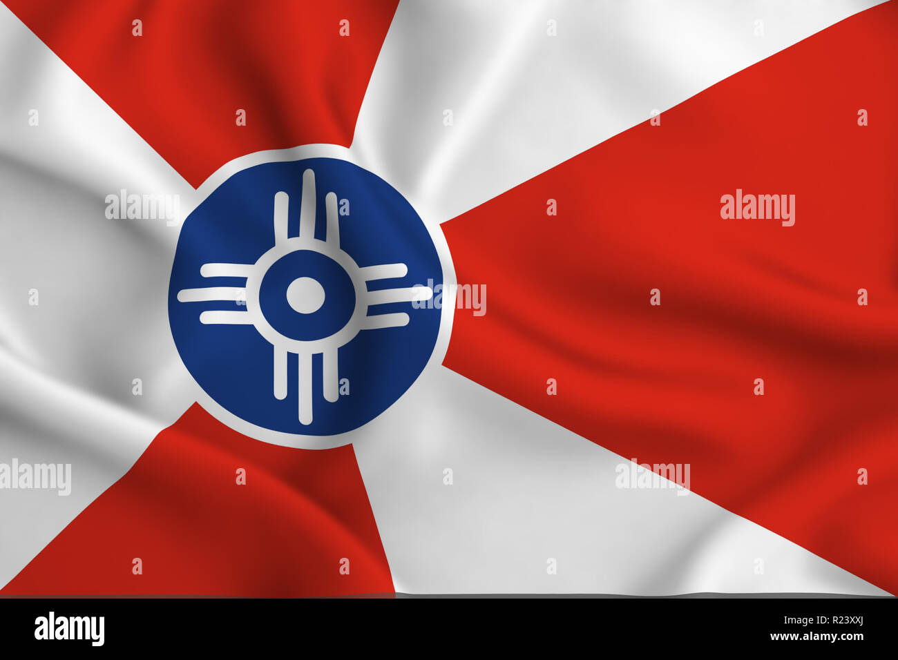 Wichita Kansas 3D waving flag illustration. Texture can be used as ...