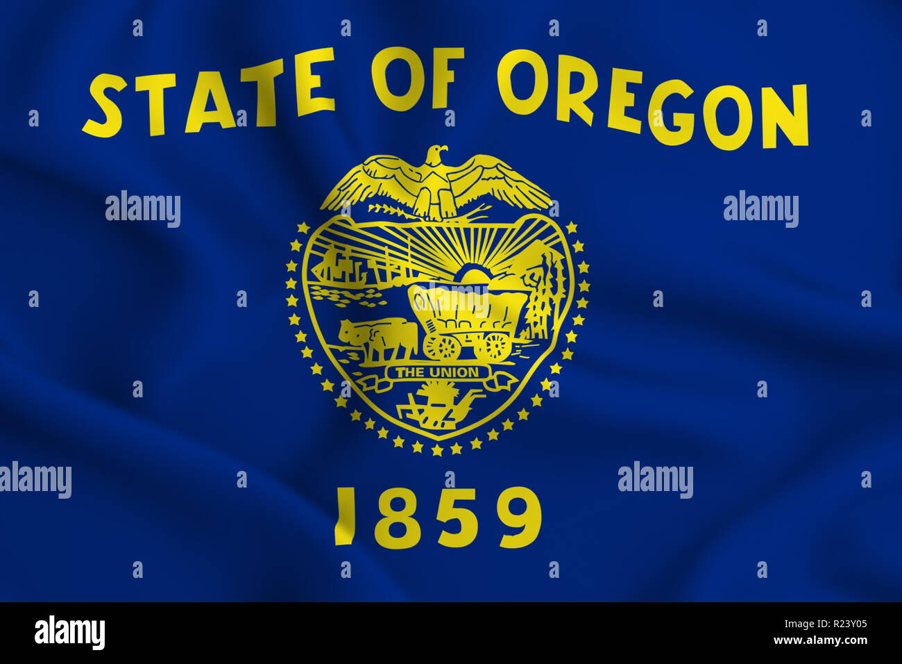 Oregon 3D waving flag illustration. Texture can be used as background ...