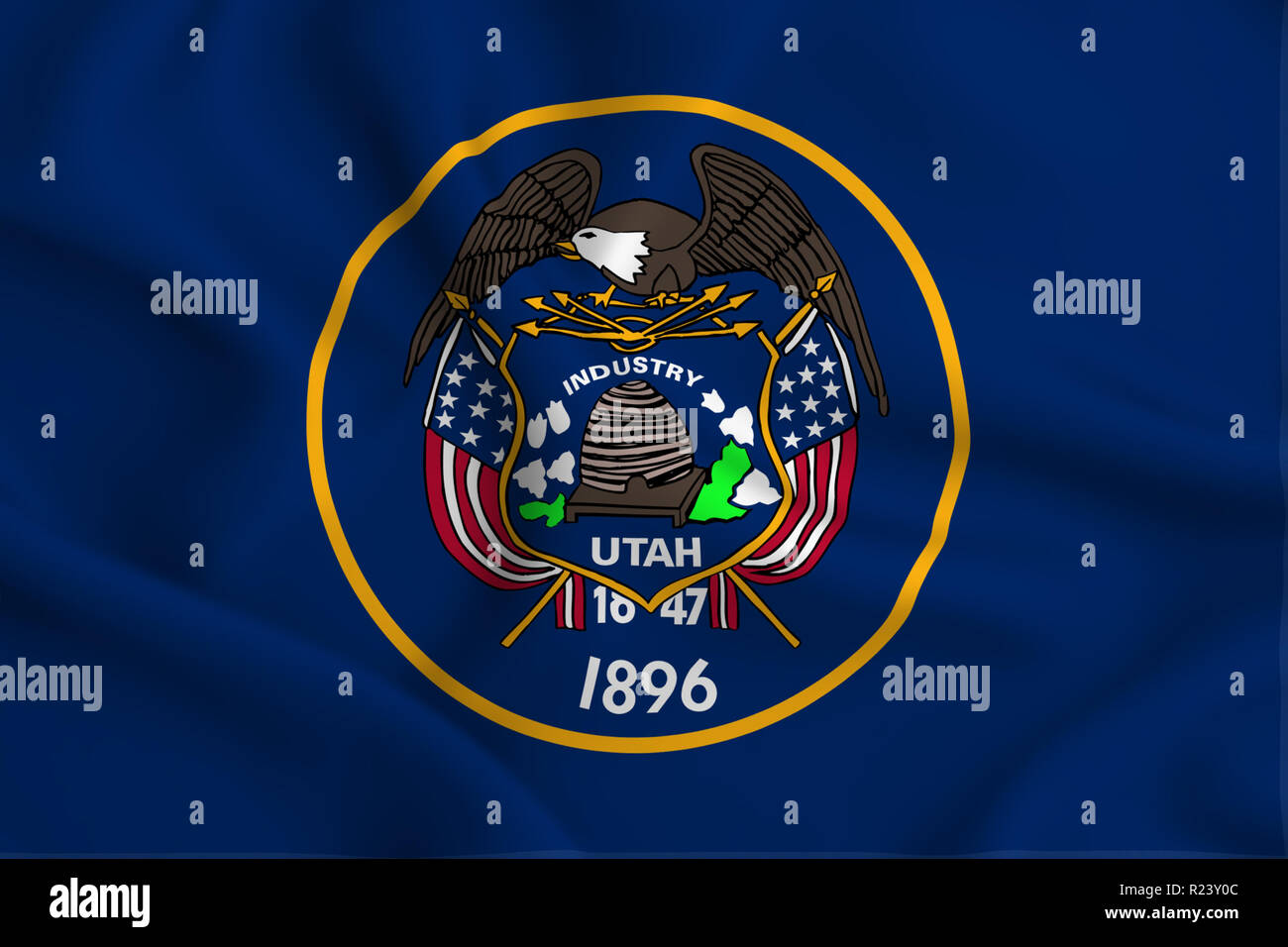 Utah 3D waving flag illustration. Texture can be used as background ...