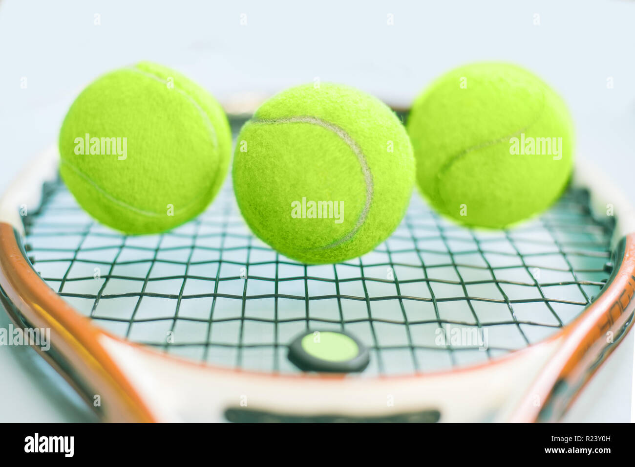 New tennis ball on racket hi-res stock photography and images - Alamy