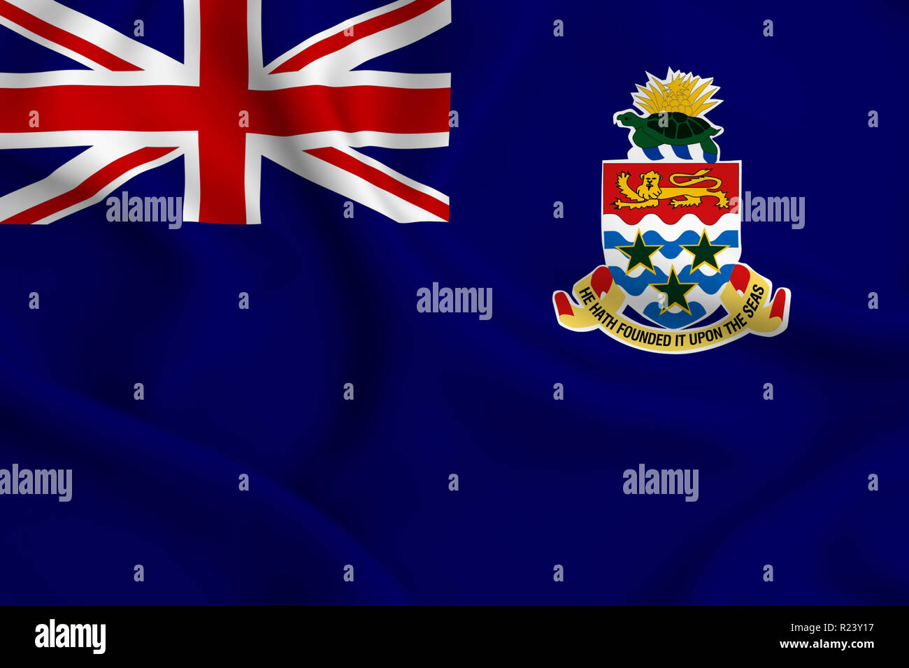 Cayman islands 3D waving flag illustration. Texture can be used as ...