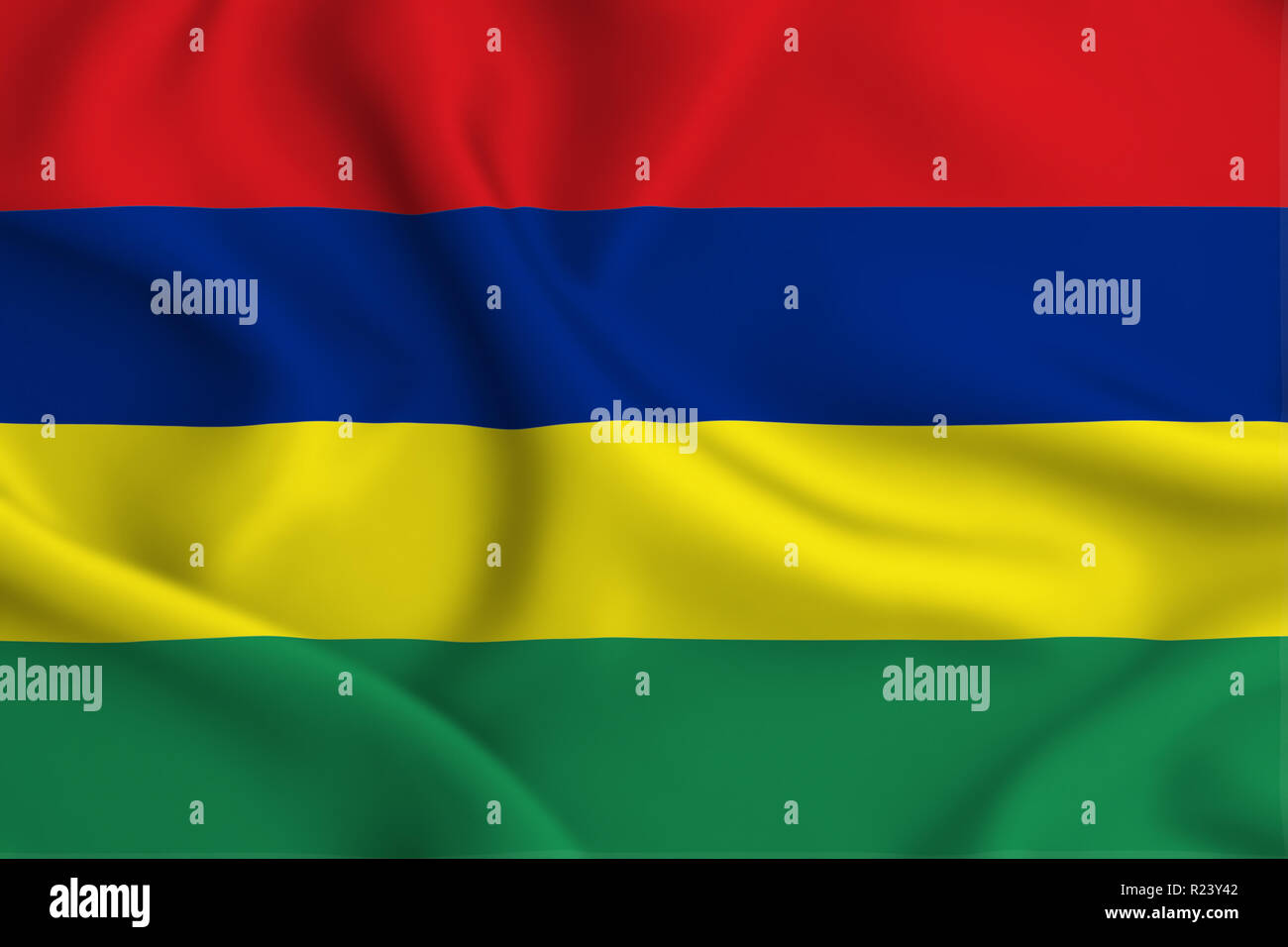 Mauritius 3D waving flag illustration. Texture can be used as ...