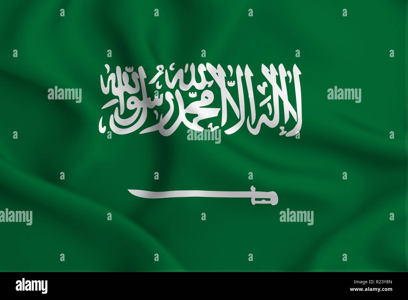 Saudi Arabia 3D waving flag illustration. Texture can be used as ...