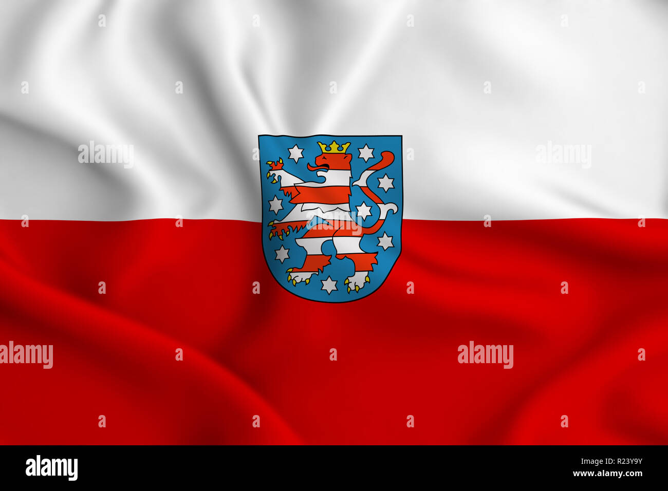 Thuringia 3D waving flag illustration. Texture can be used as ...