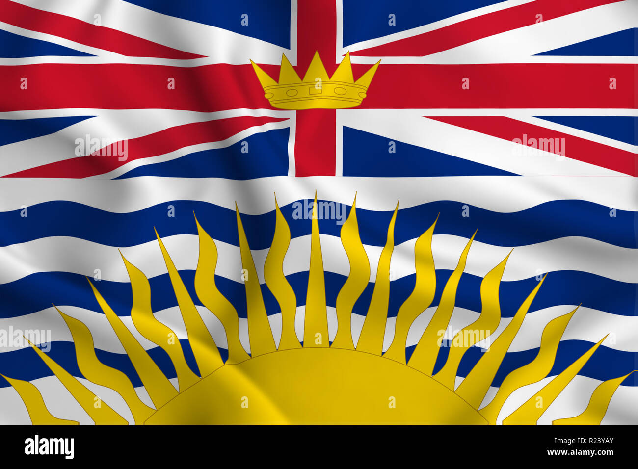 British Columbia 3D waving flag illustration. Texture can be used as ...