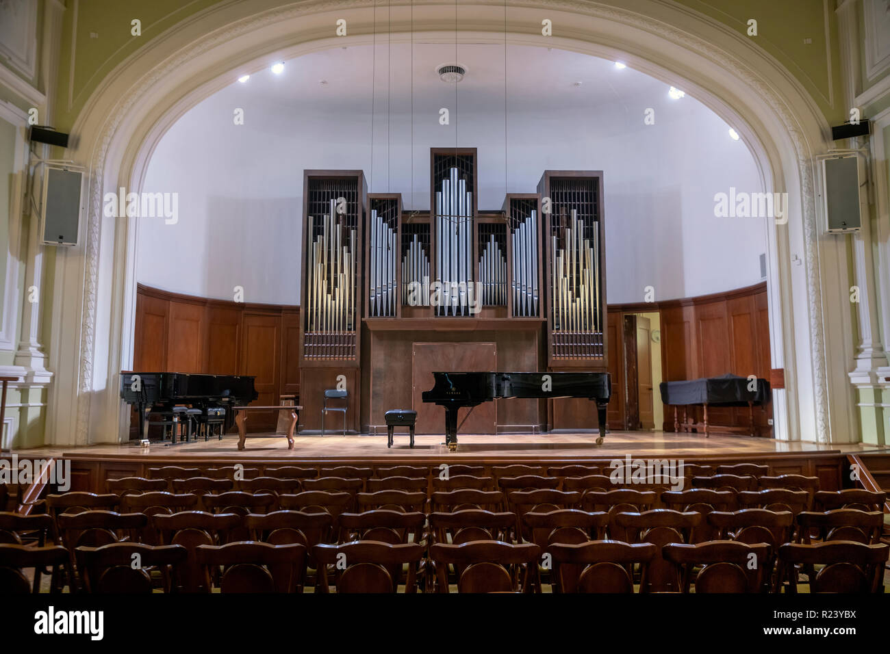 View of the stage of the Small hall of the Moscow state Tchaikovsky ...