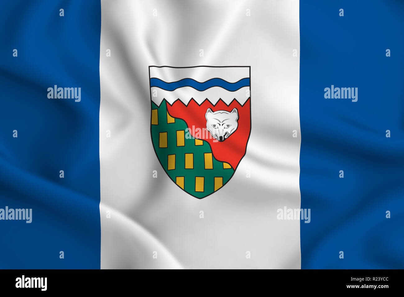 Northwest Territories 3D waving flag illustration. Texture can be used ...