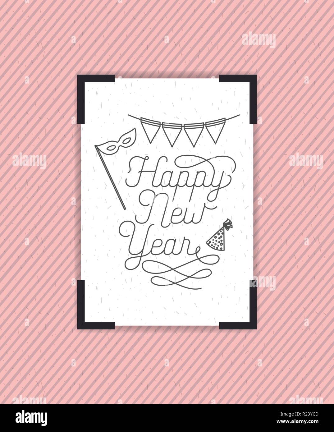 happy new year frame with party icons Stock Vector Image & Art - Alamy