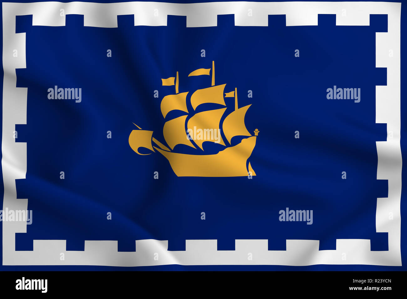 Quebec City 3D waving flag illustration. Texture can be used as ...