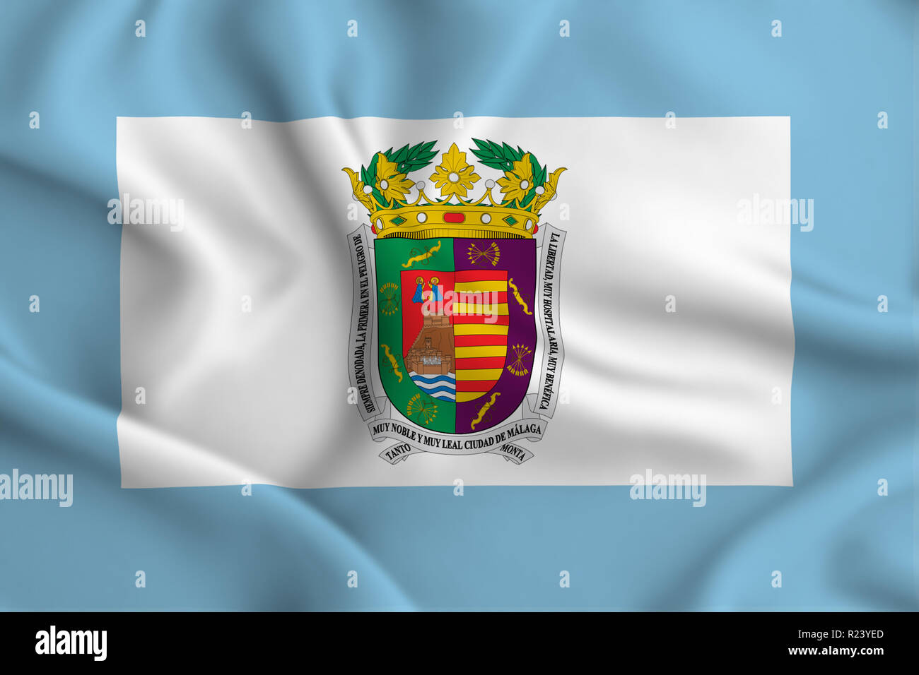 Malaga 3D waving flag illustration. Texture can be used as background ...