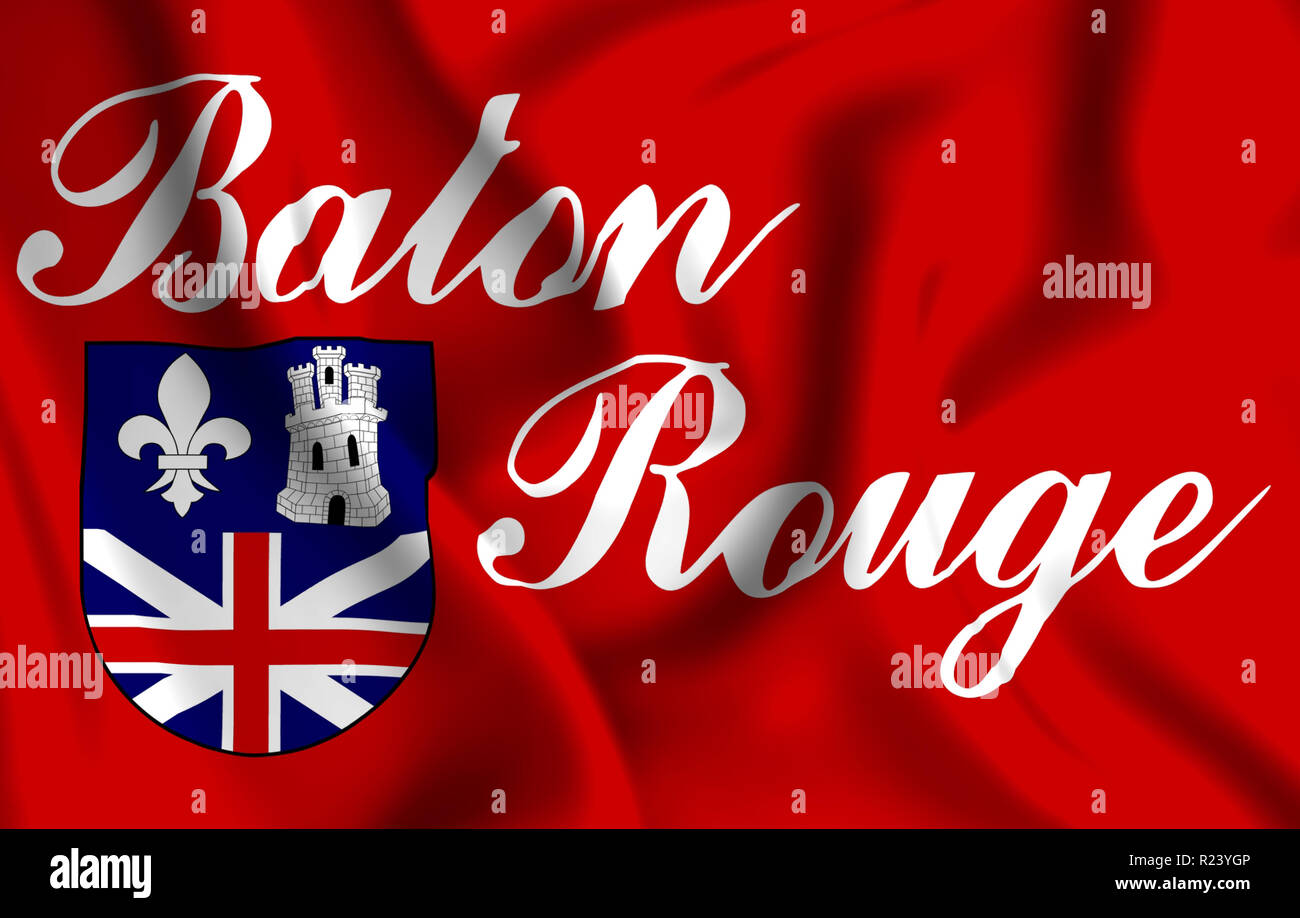 Baton Rouge 3D waving flag illustration. Texture can be used as ...