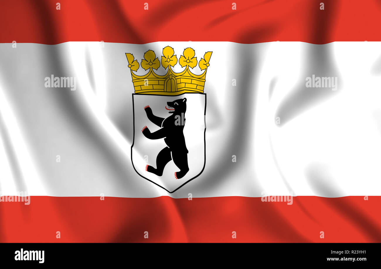 Berlin 3D waving flag illustration. Texture can be used as background ...
