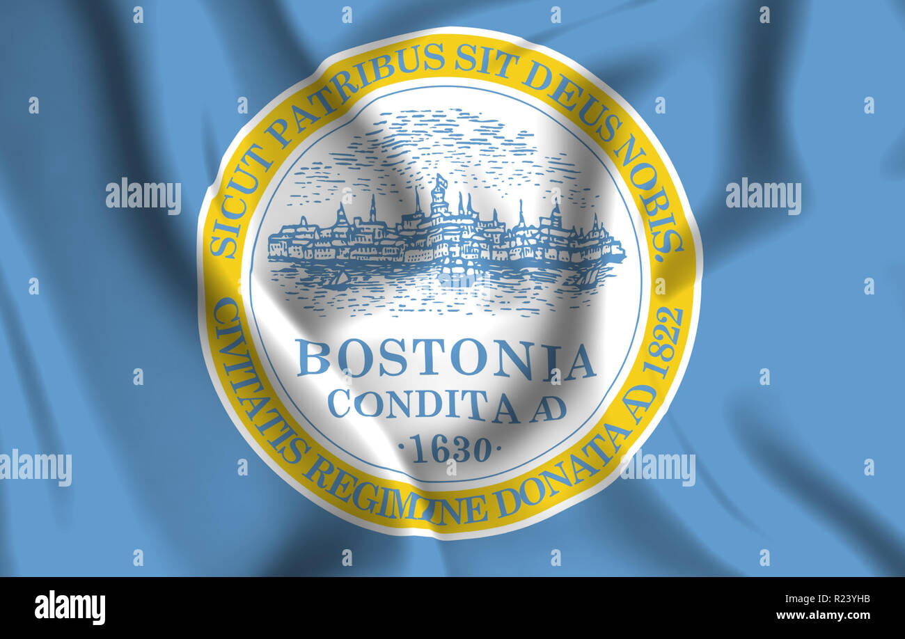 Boston 3D waving flag illustration. Texture can be used as background ...