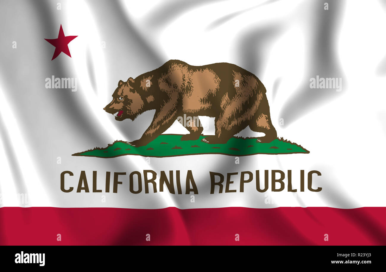 California 3D waving flag illustration. Texture can be used as ...