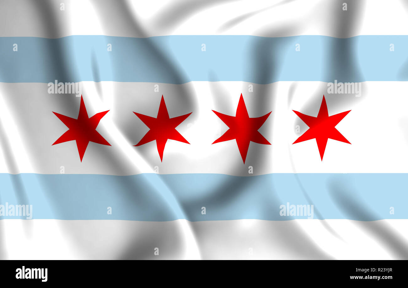Chicago 3D waving flag illustration. Texture can be used as background ...
