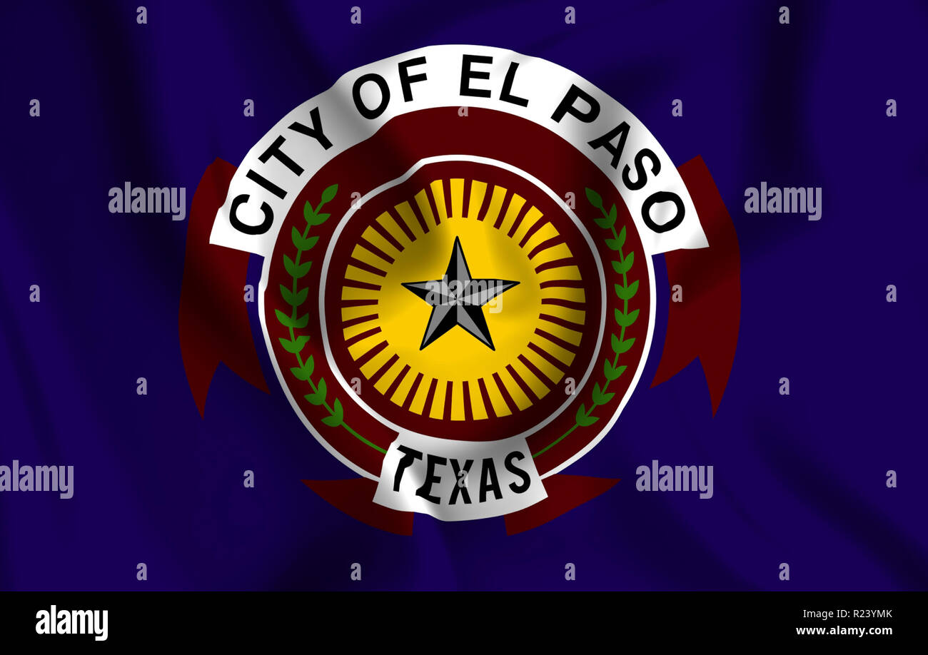 El Paso Texas 3D waving flag illustration. Texture can be used as ...