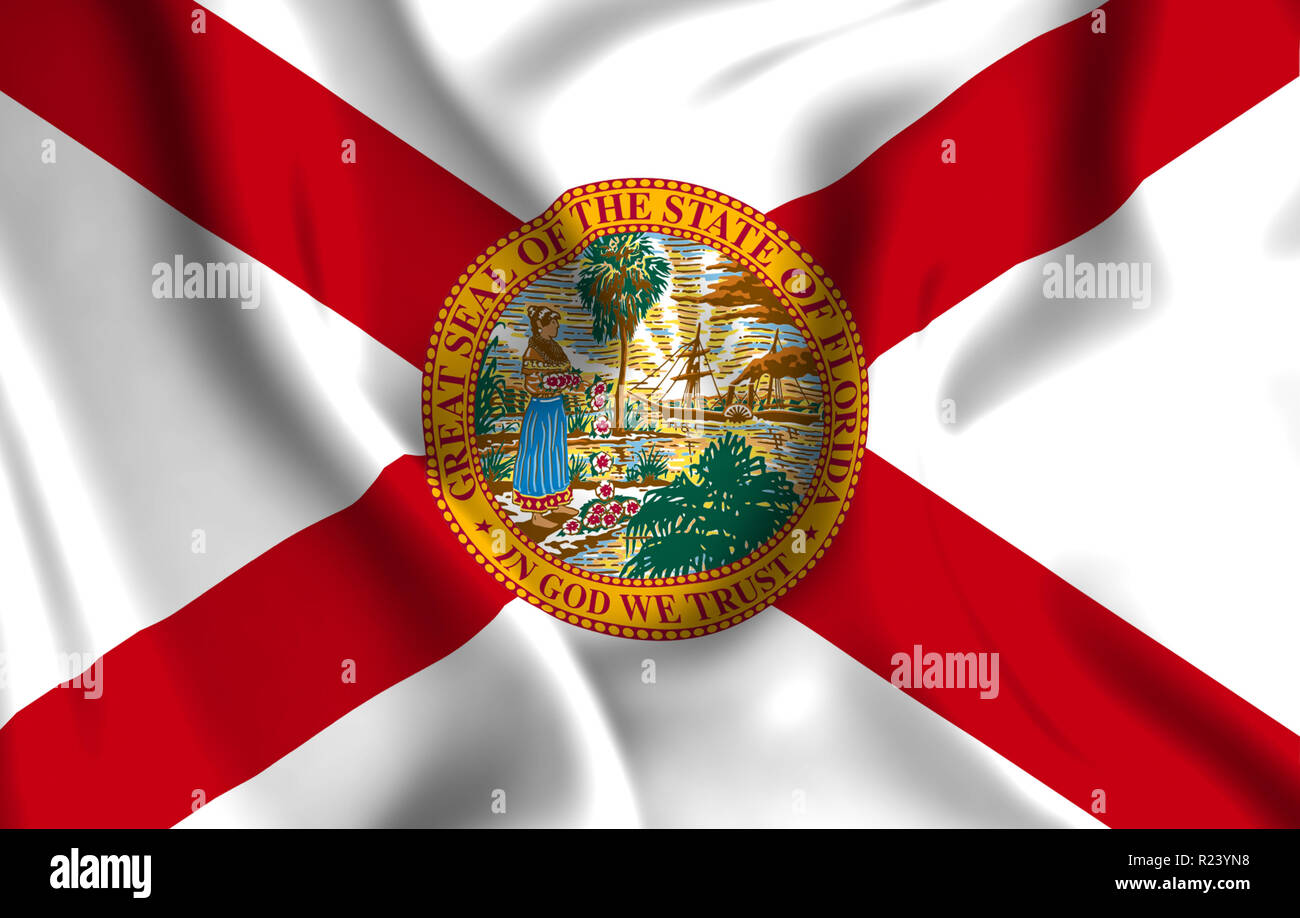 Florida 3D waving flag illustration. Texture can be used as background ...