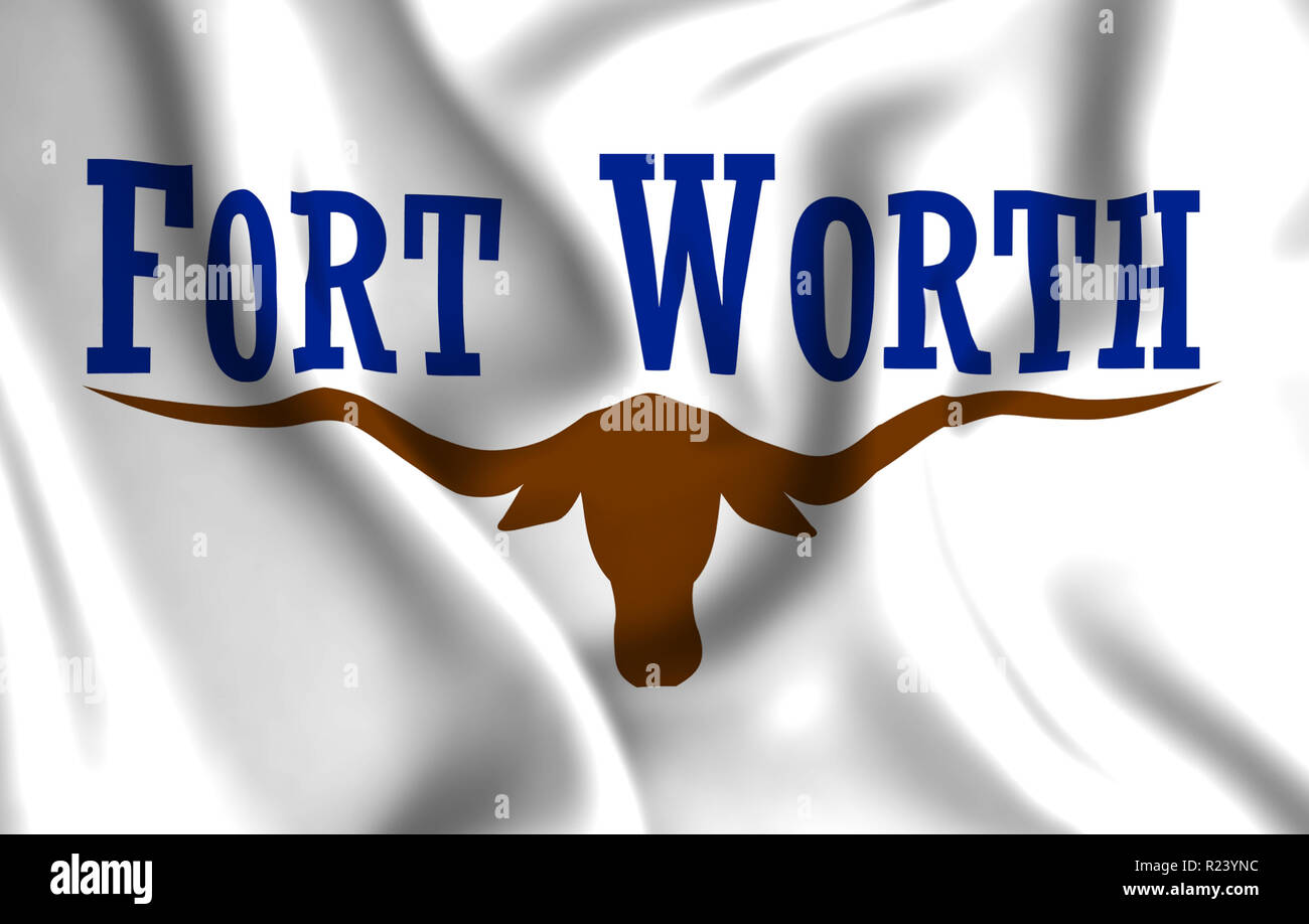 Fort Worth Texas 3D waving flag illustration. Texture can be used as ...