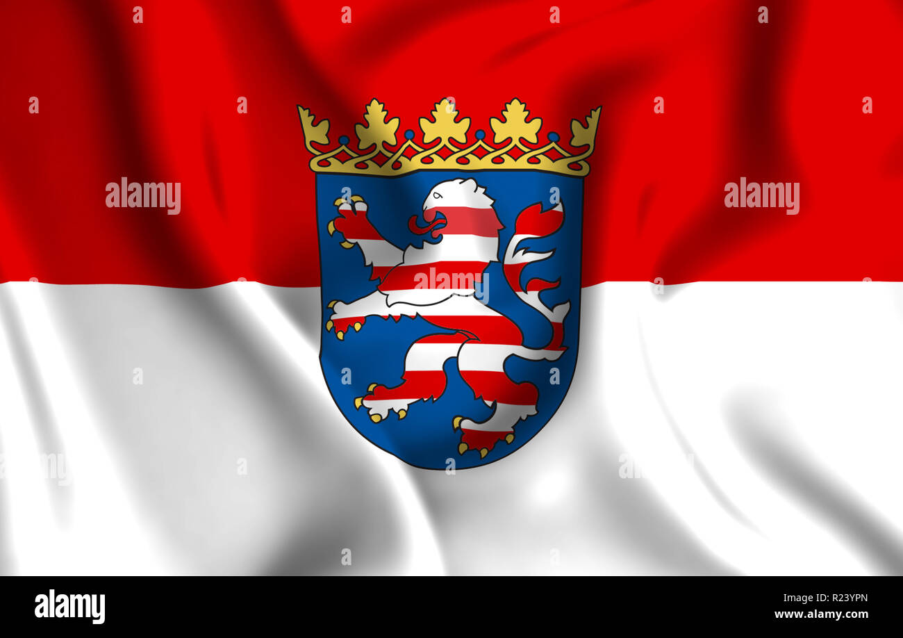 Hesse 3D waving flag illustration. Texture can be used as background ...