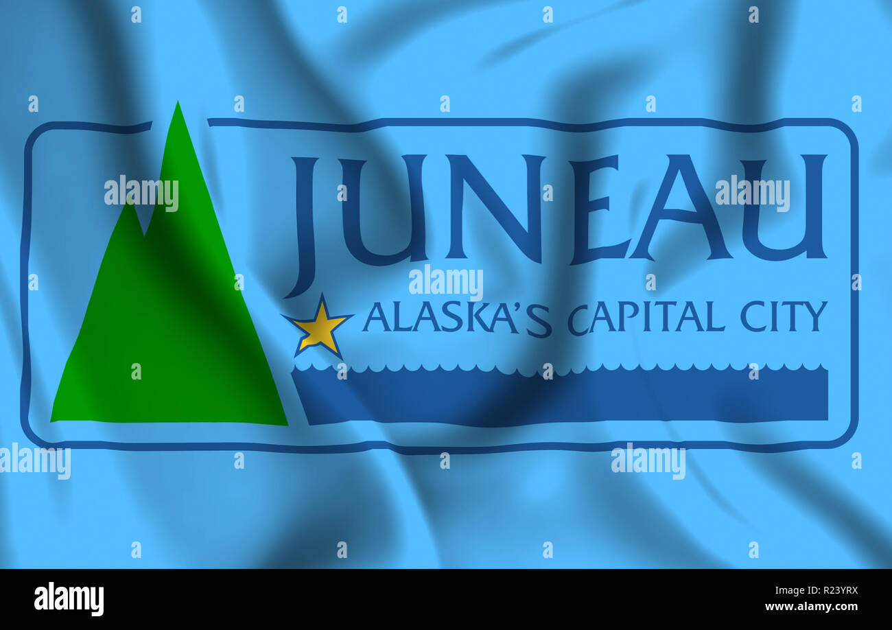 Juneau Alaska 3D waving flag illustration. Texture can be used as ...