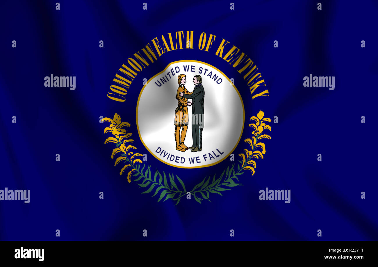Kentucky 3D waving flag illustration. Texture can be used as background ...