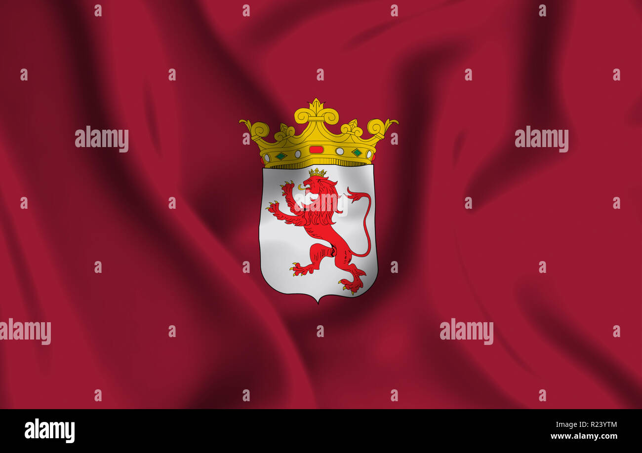 Leon 3D waving flag illustration. Texture can be used as background ...