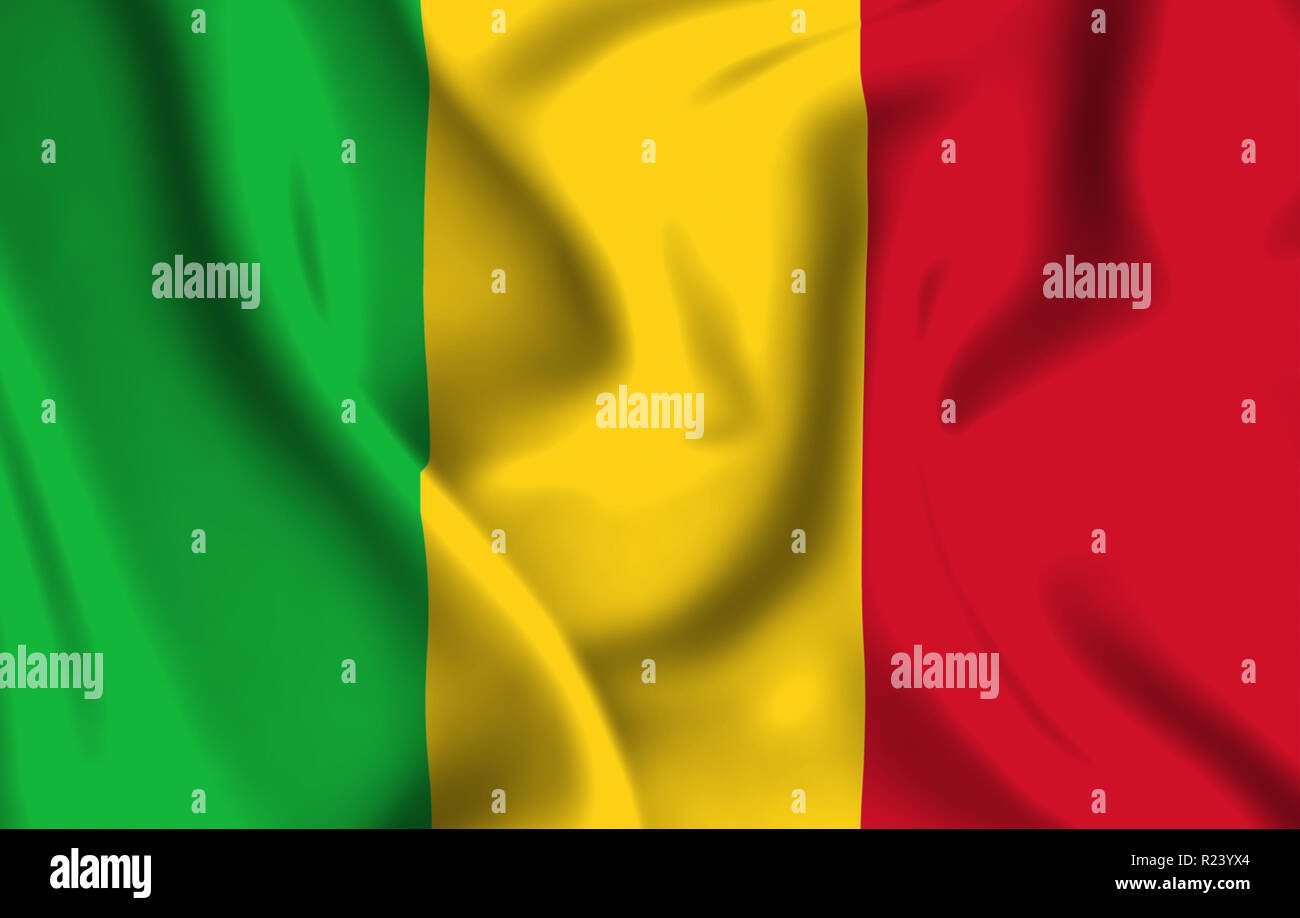 Mali 3D waving flag illustration. Texture can be used as background ...