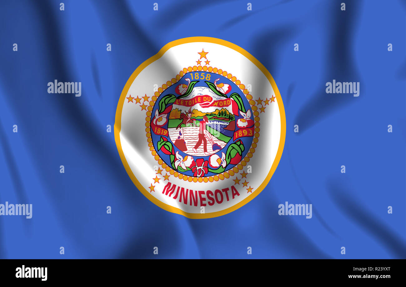 Minnesota 3D waving flag illustration. Texture can be used as ...