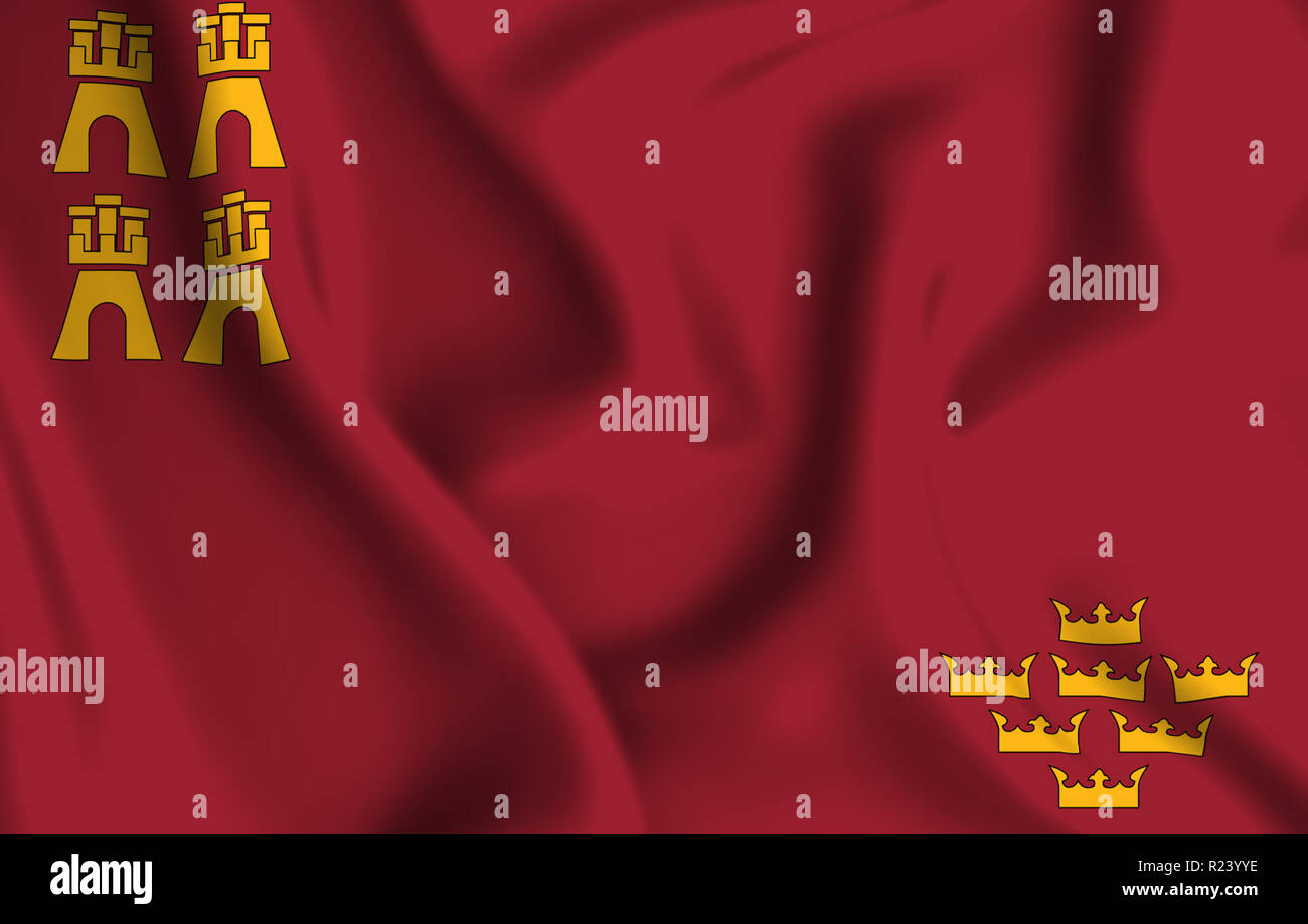 Murcia 3D waving flag illustration. Texture can be used as background ...