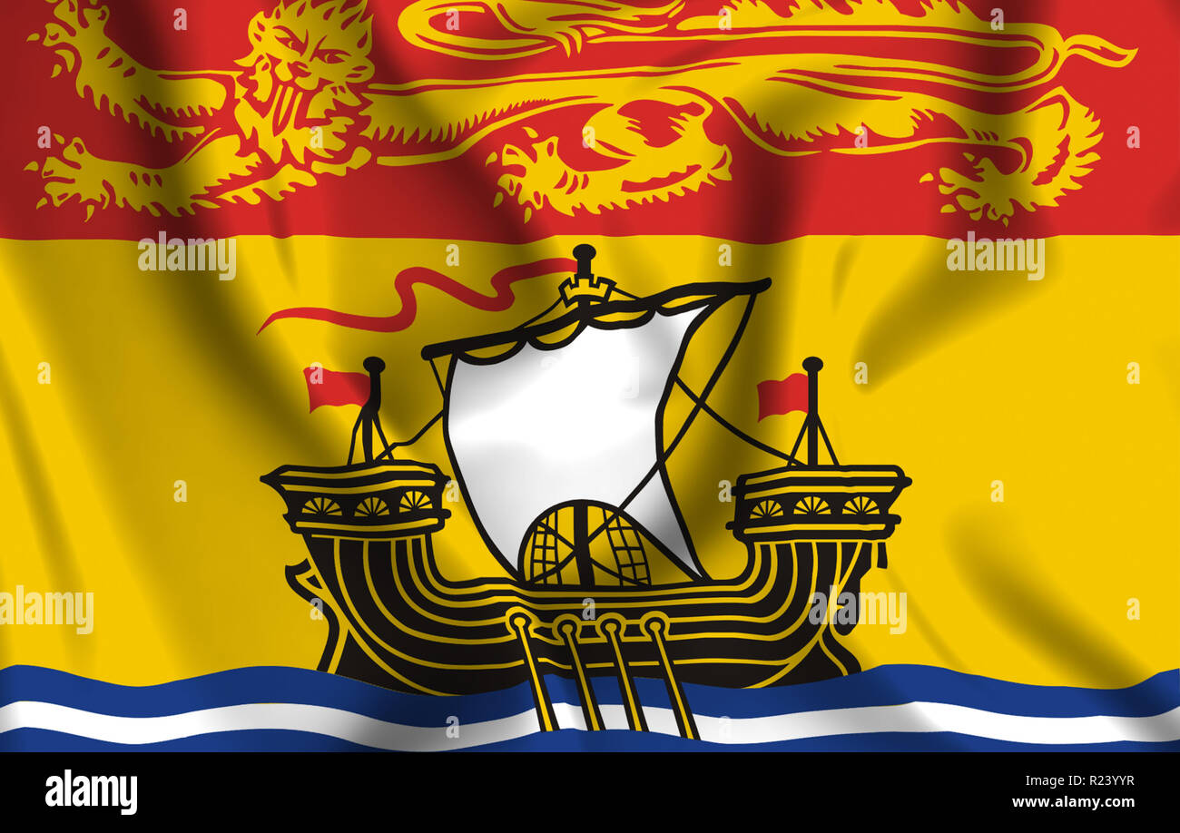 New Brunswick 3D waving flag illustration. Texture can be used as ...