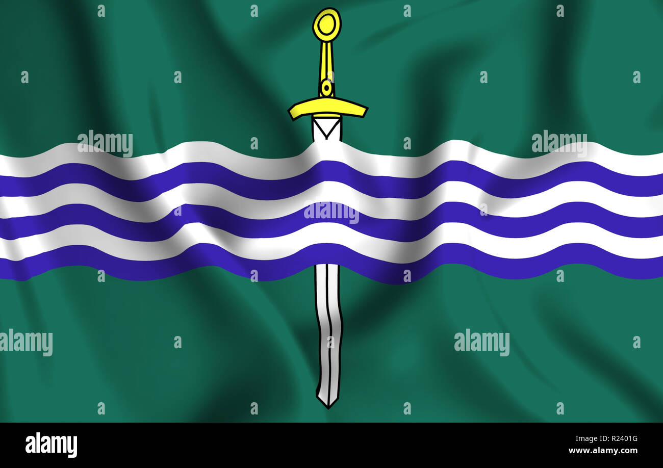 Peterborough Ontario 3D waving flag illustration. Texture can be used ...