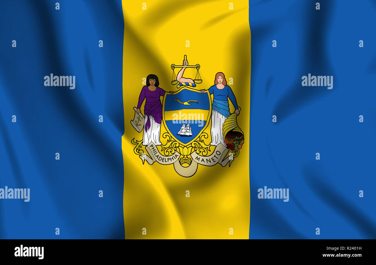 Philadelphia Pennsylvania 3D waving flag illustration. Texture can be ...