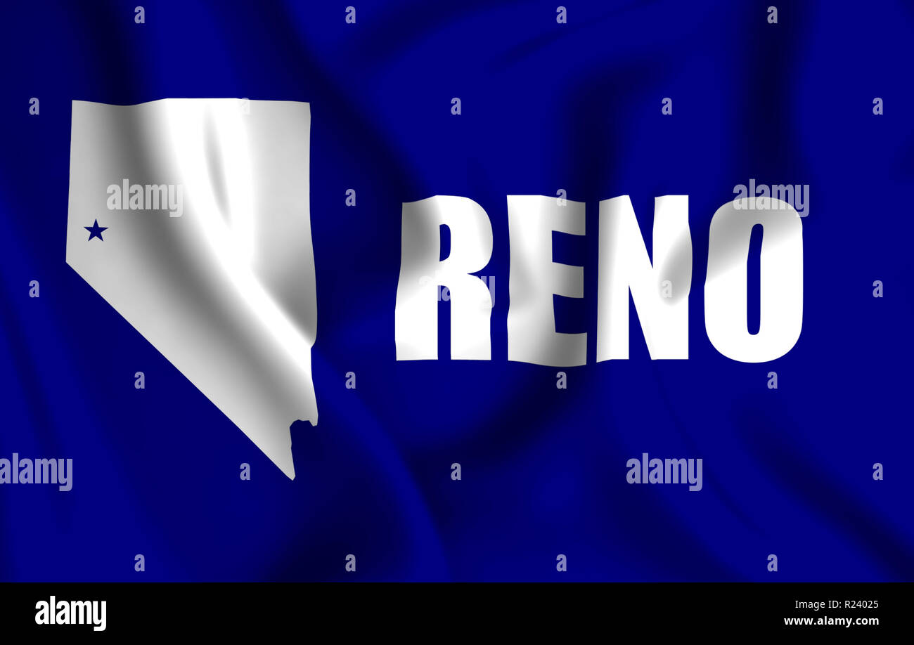 Reno 3D waving flag illustration. Texture can be used as background ...